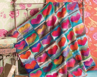 NORO Heart Blanket PDF Knitting Pattern, Throw, Kureyon, Intermediate ...