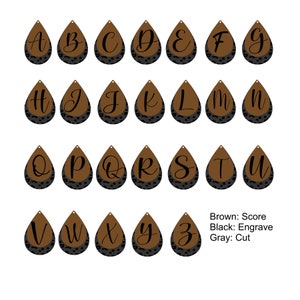 Leopard Monogram Earrings SVG. Glowforge Tested. Leopard Earrings SVG ...