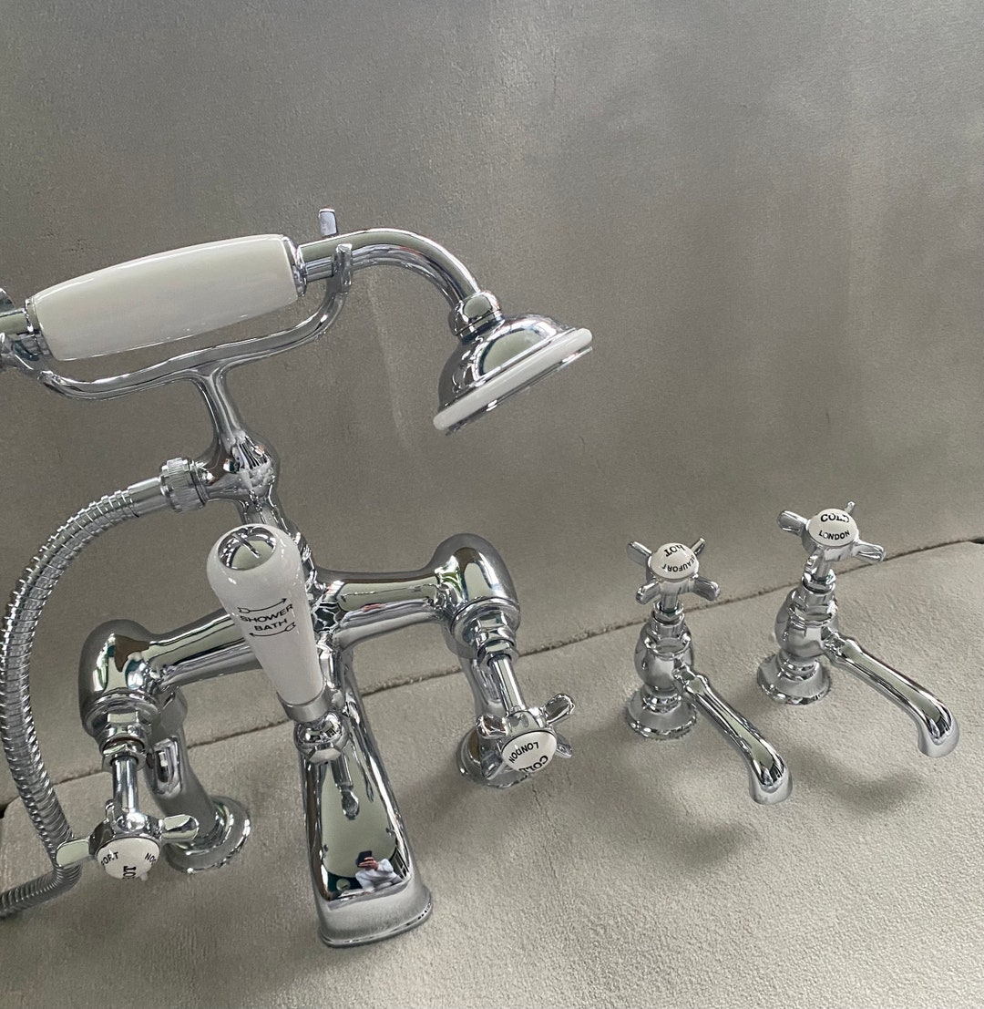 Traditional Regency Basin, Bath Pillar Taps Bath Shower Mixer, Bath ...