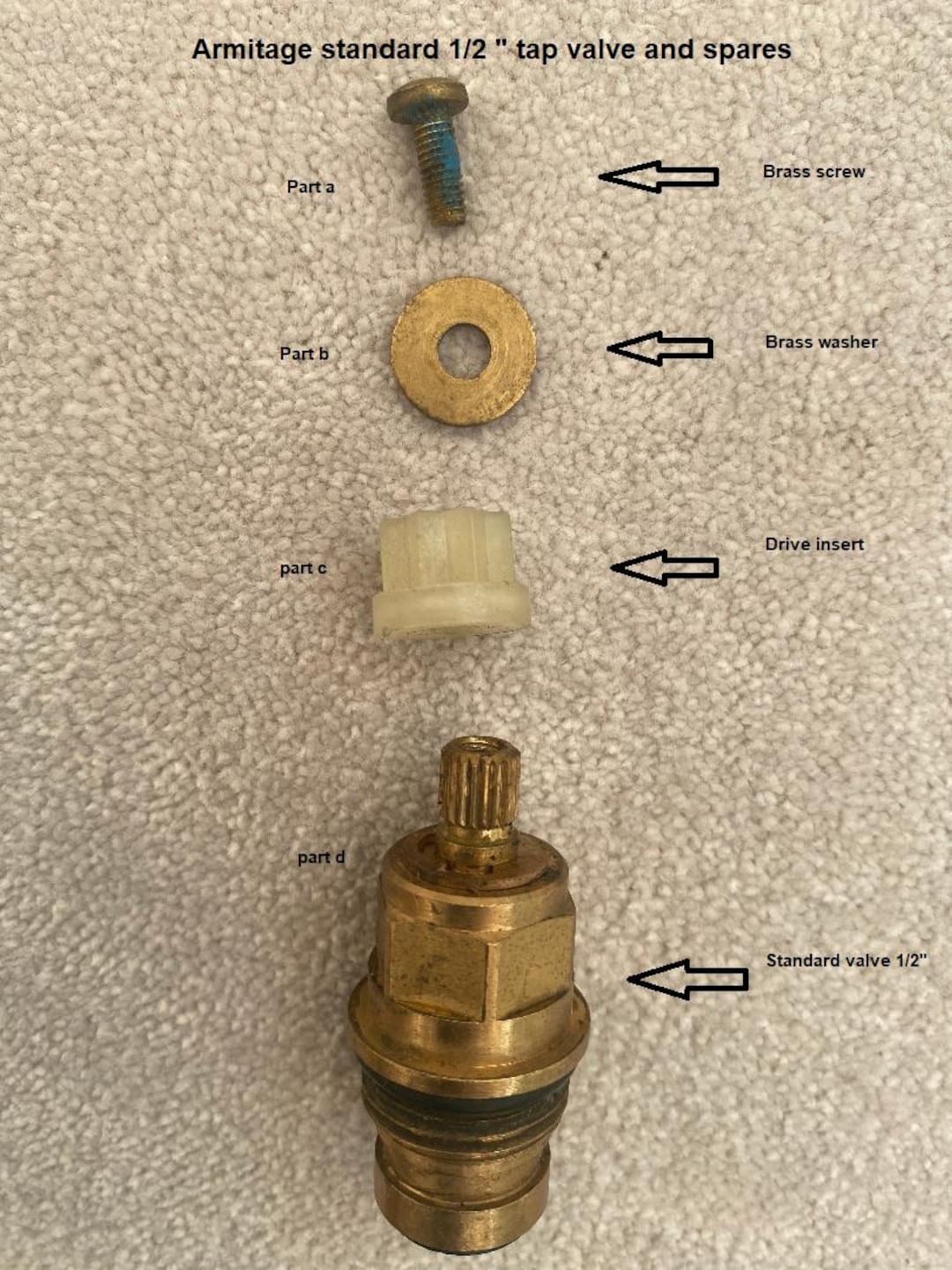 Armitage Shanks Ideal Standard Tap Insert 1/2" Valve S9613NU - Original ...