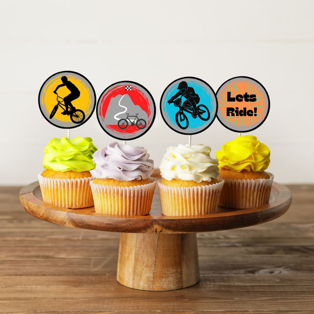 BMX Birthday Cupcake Toppers, Bmx Birthday Party Decor, Instant ...