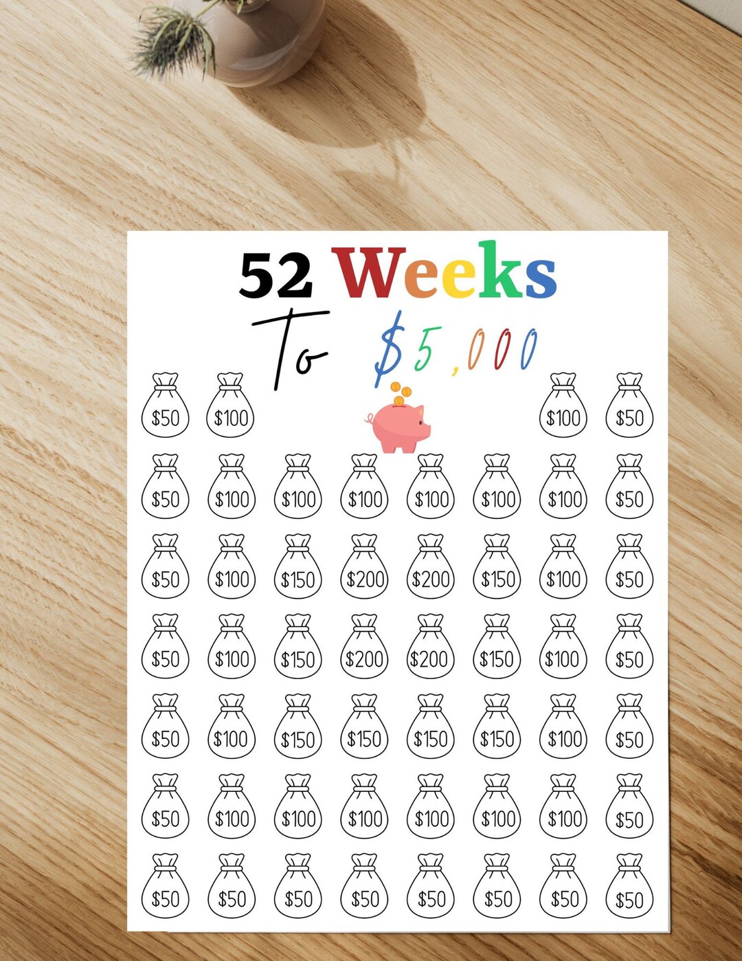 52 Weeks to 5000 Savings Plan Printable Pdf / Goal Tracker / Thrifty ...