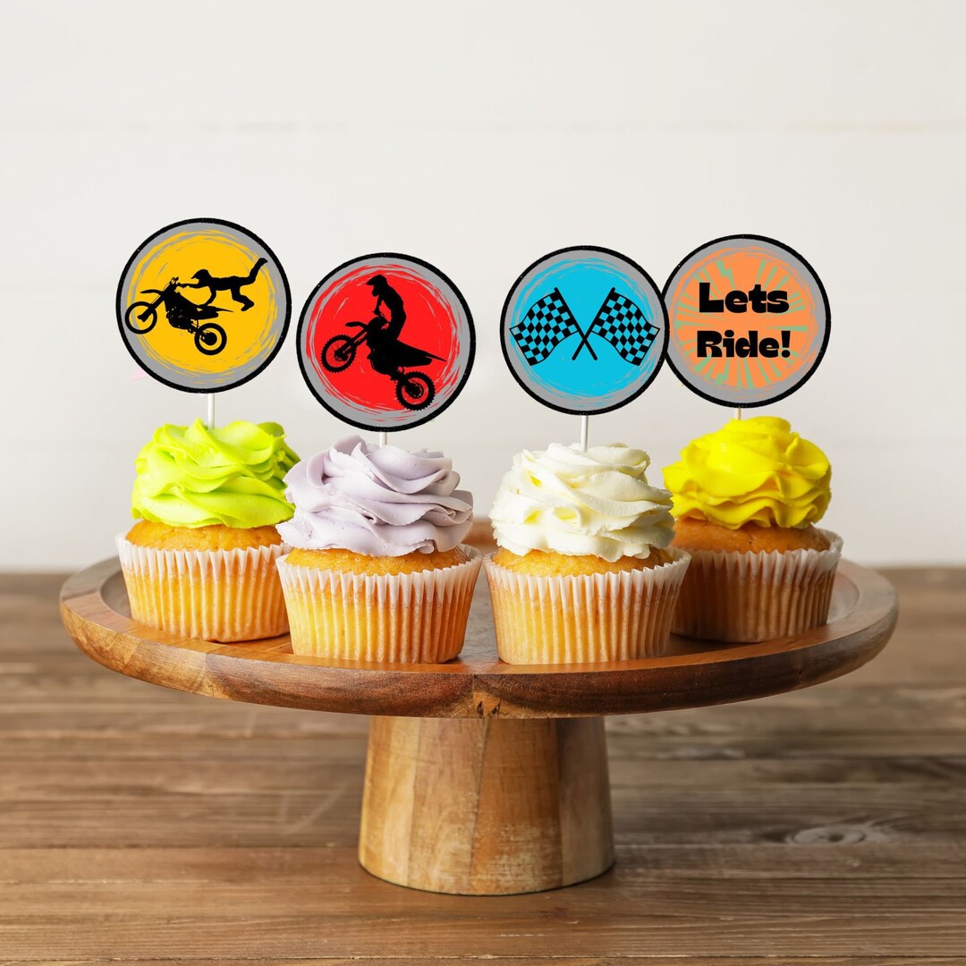Motocross Birthday Cupcake Toppers, Motocross Birthday Party Decor ...