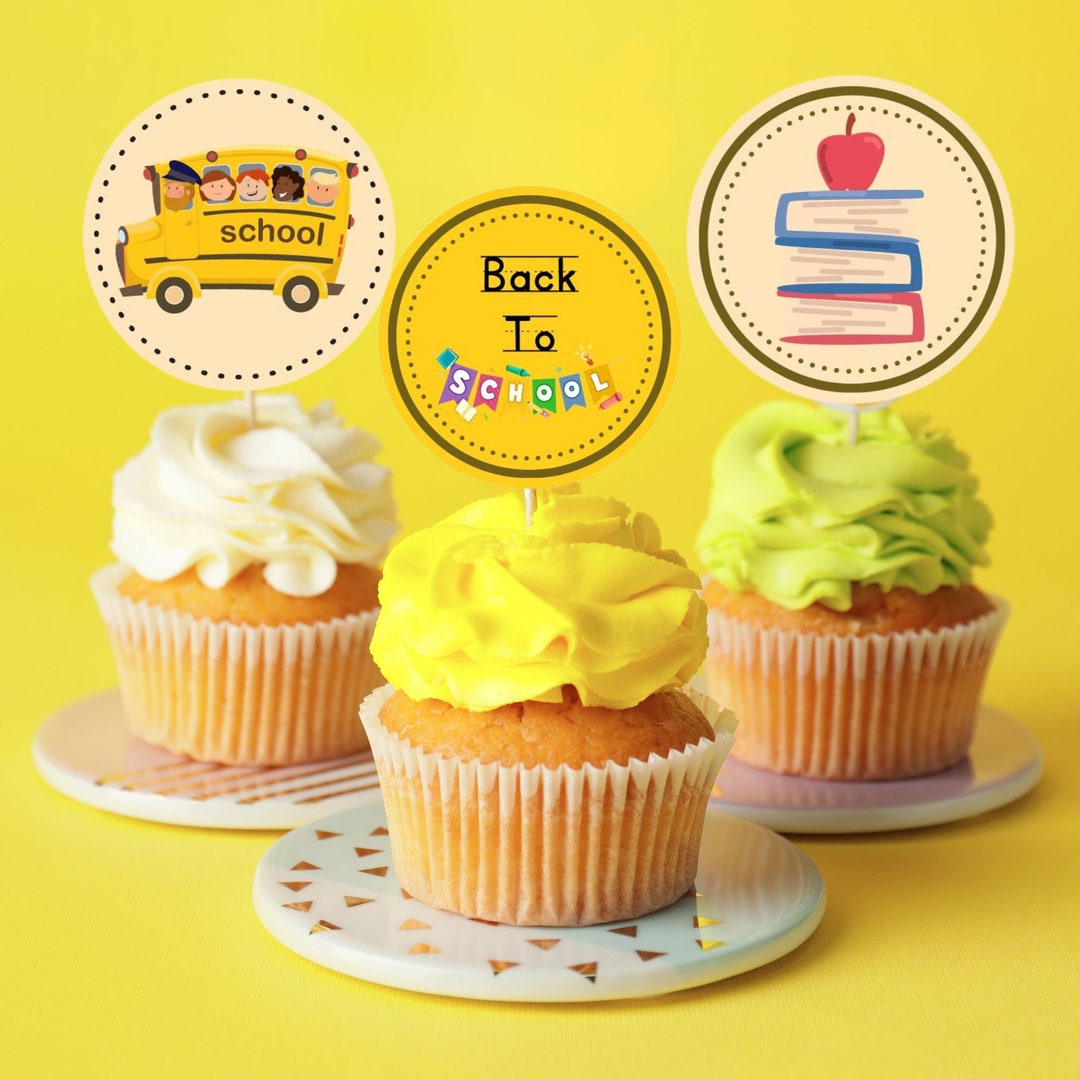 Back to School Cupcake Toppers, School Party Decor, Instant ...