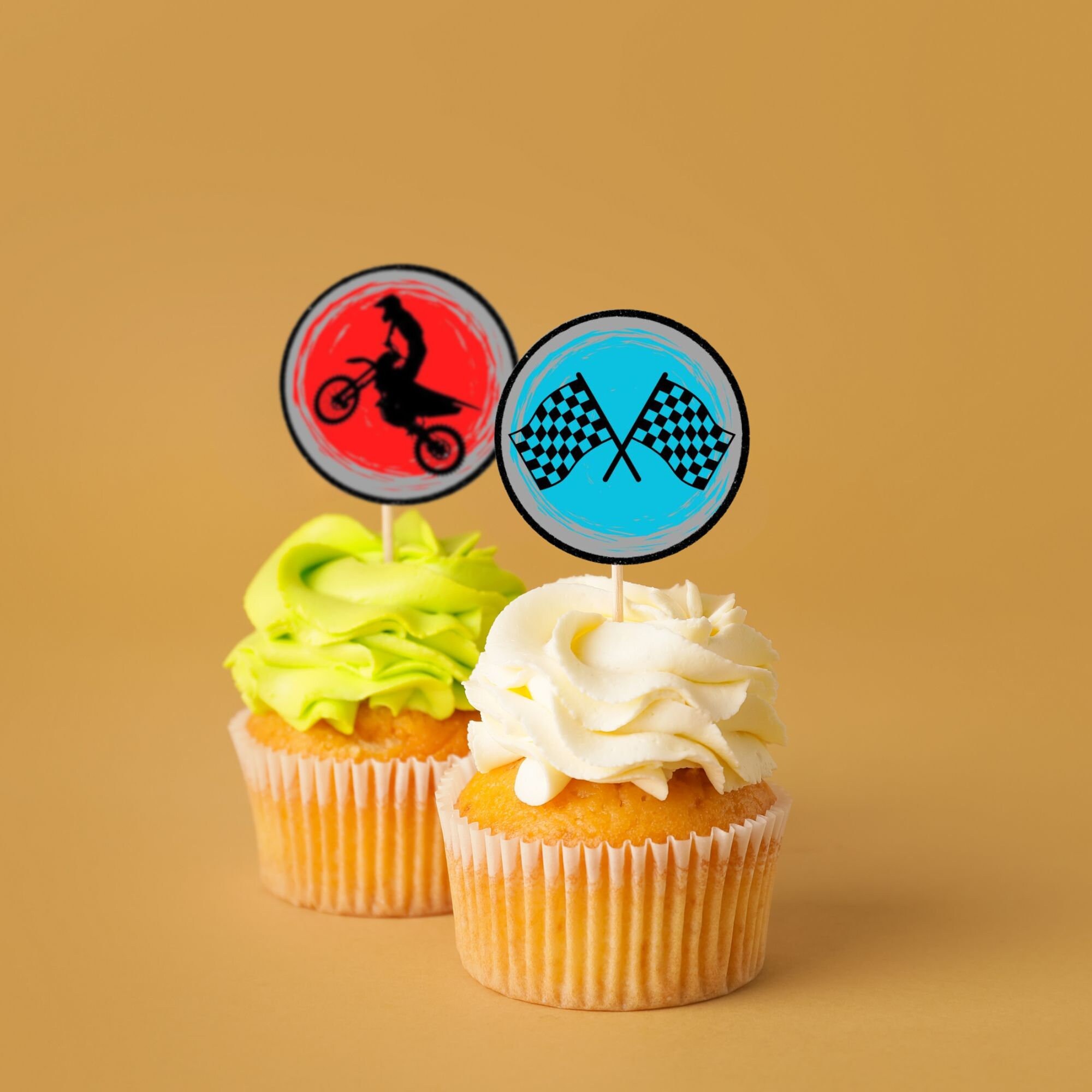 Motocross Birthday Cupcake Toppers, Motocross Birthday Party Decor ...