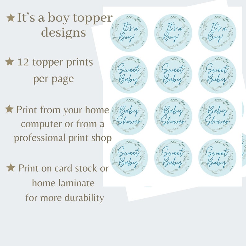 Its a Boy Baby Shower Cupcake Toppers, Boy Baby Shower, Instant ...
