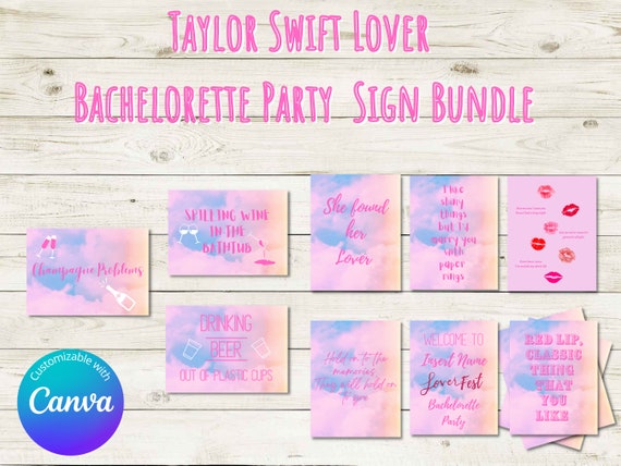 Taylor Swift Lover Bachelorette Sign Bundle Instant Download - Etsy