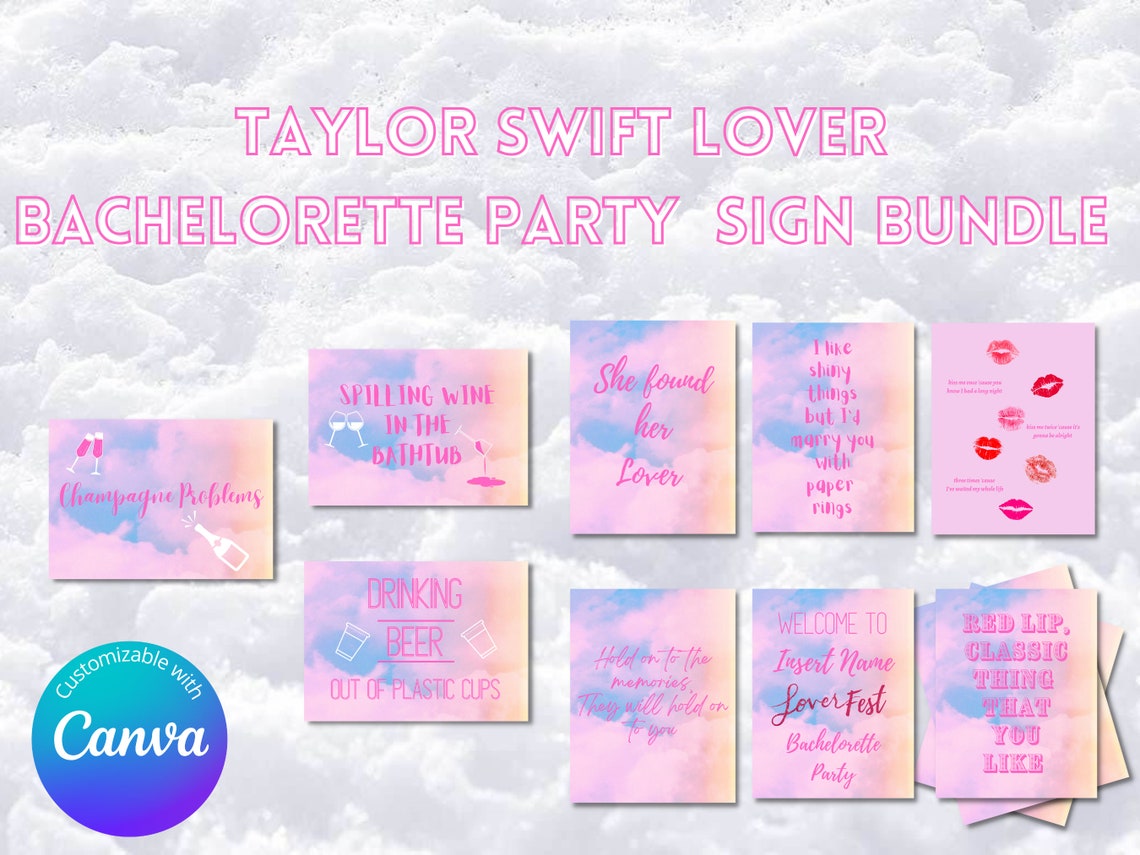 Taylor Swift Lover Bachelorette Sign Bundle Instant Download - Etsy