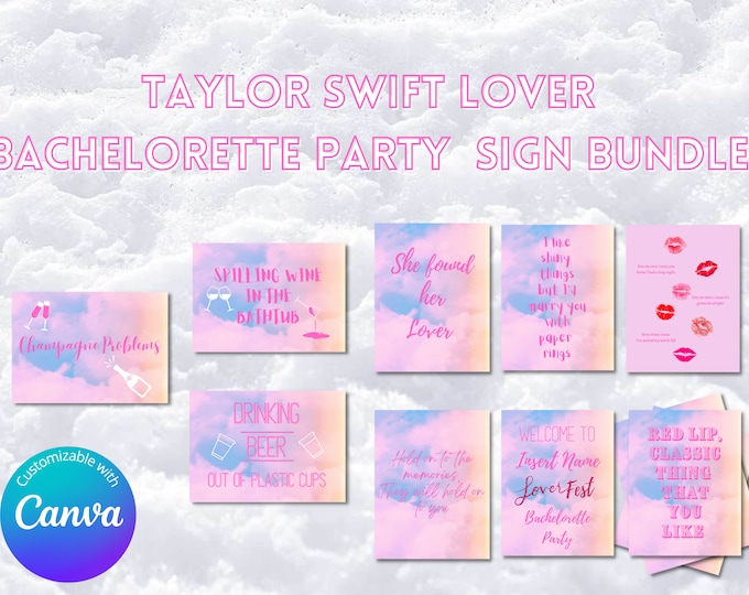 Taylor Swift Lover Bachelorette Sign Bundle - Instant Download - Etsy