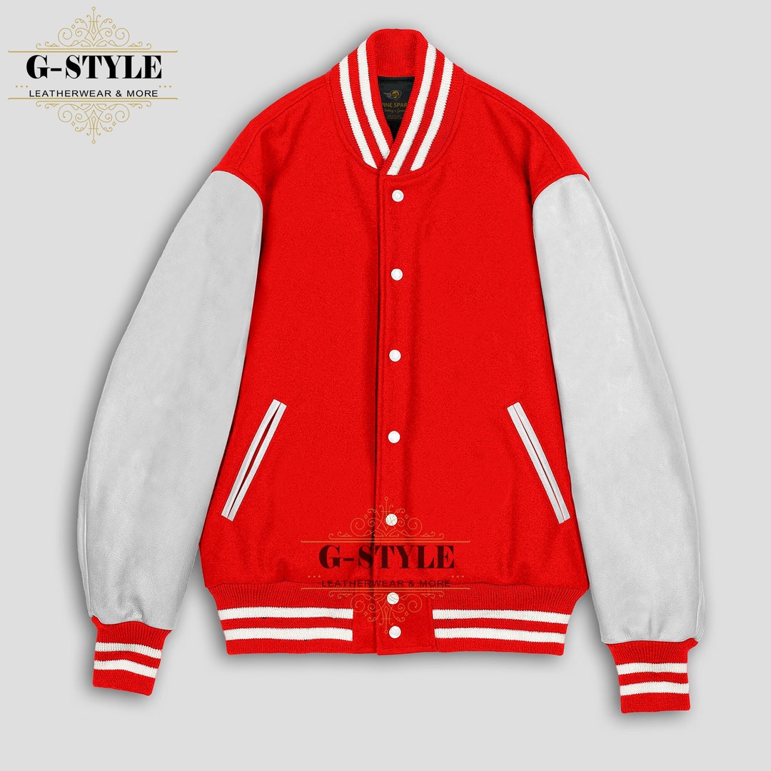 Spinespark Red & White, Varsity Jacket, Bomber Jacket, Aesthetic ...