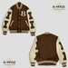 Brown Wool Bones Patches College Baseball Letterman Varsity Bomber ...