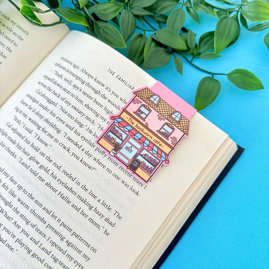 Pink Bookworm Cafe Magnetic Bookmark: Handmade Library Tracker - Etsy ...