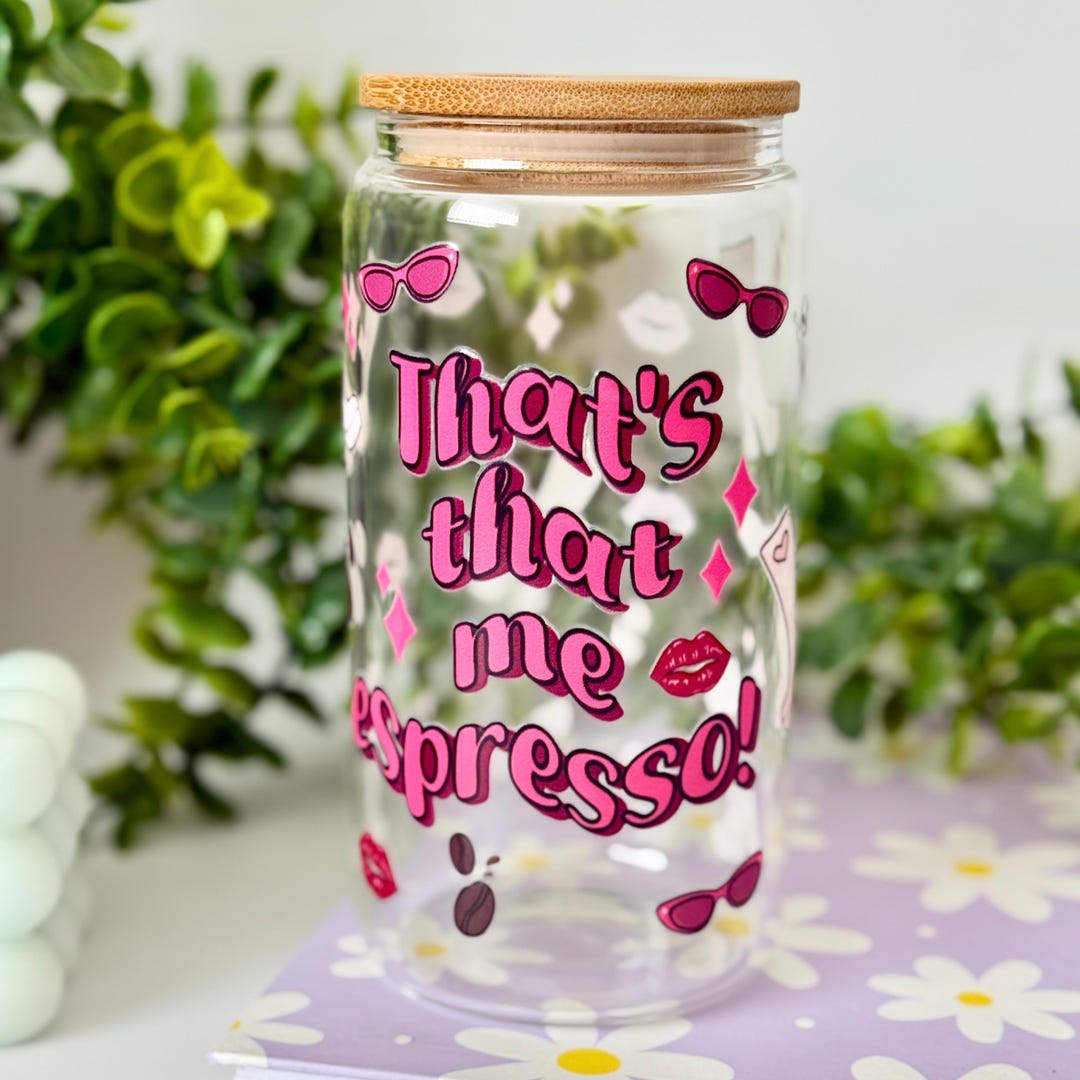 Sabrina Carpenter Inspired Iced Coffee Tumbler: 16oz Glass Libby Can ...