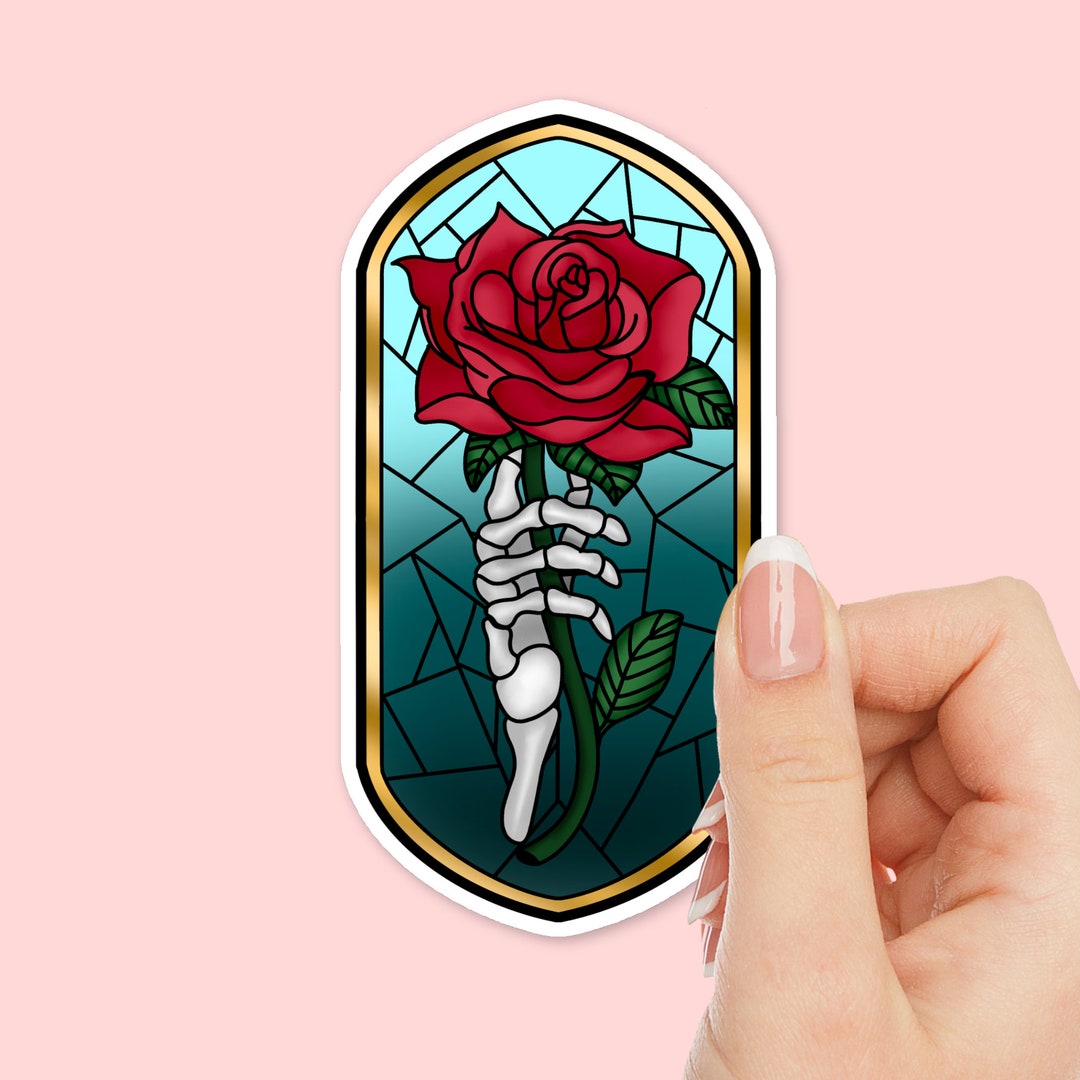 Rose Stain Glass Window Vinyl Sticker, Funny Meme Sticker, Waterproof ...