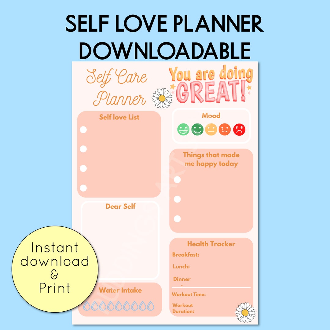 Self Love Planner DIGITAL DOWNLOAD Weekly Meal Planner, Printable, Self ...