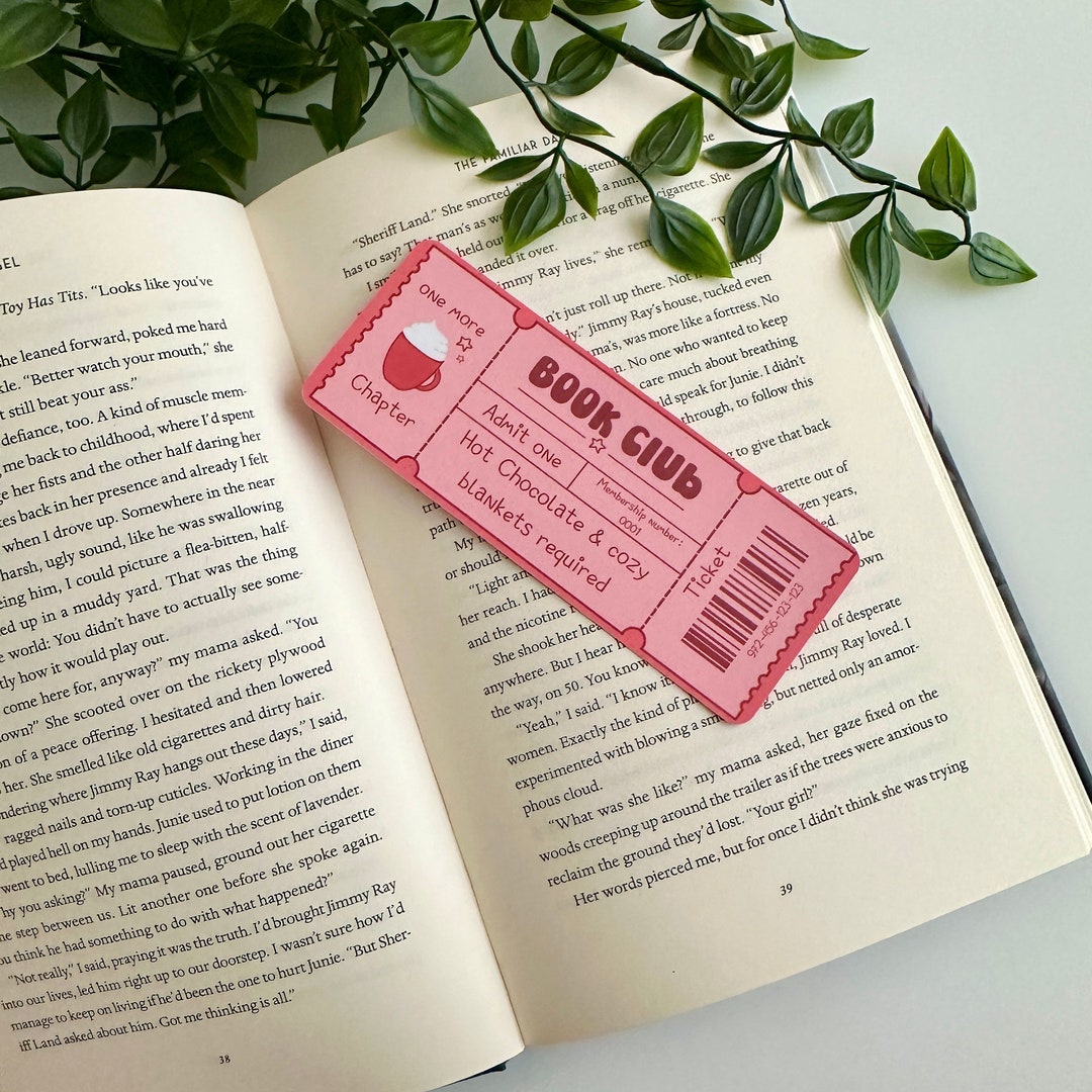 Pink Book Club Ticket Bookmark: Cozy Laminated Bookmark - Etsy UK