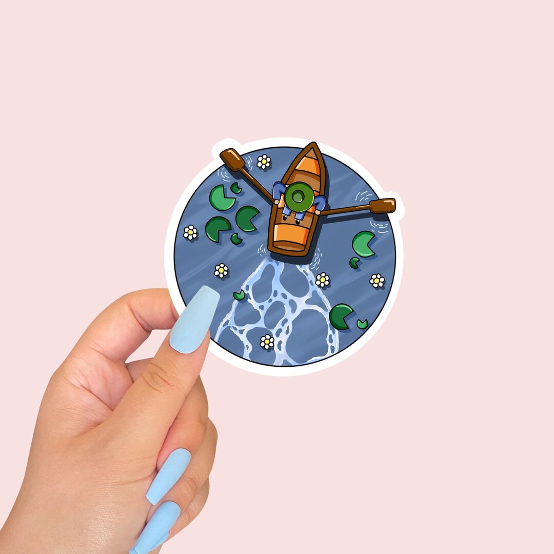 ROWING BOAT on a Peaceful River Vinyl Sticker | Water Resistant ...