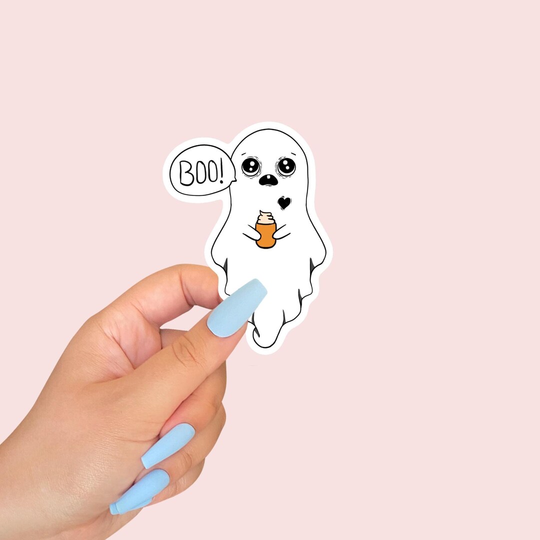 CUTE GHOST BOO Sticker Silly Coffee Sticker Water Resistant for Bullet ...