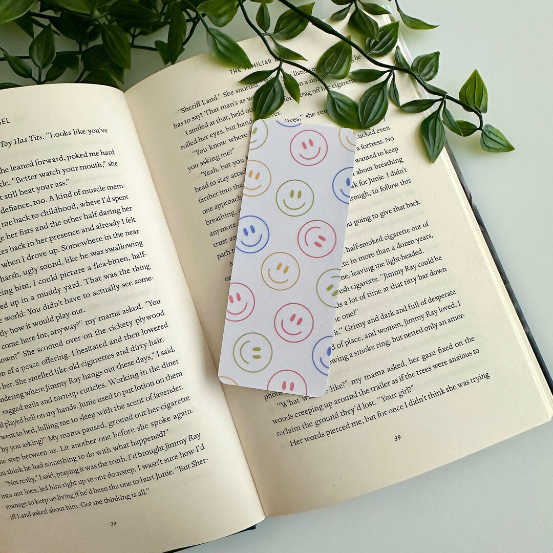 Fun Smiley Face Rainbow Bookmark, Cozy Book Club Bookmark, Holiday ...
