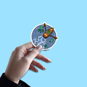 Rowing Boat on a Peaceful River Sticker, Waterproof Stickers, Laptop ...