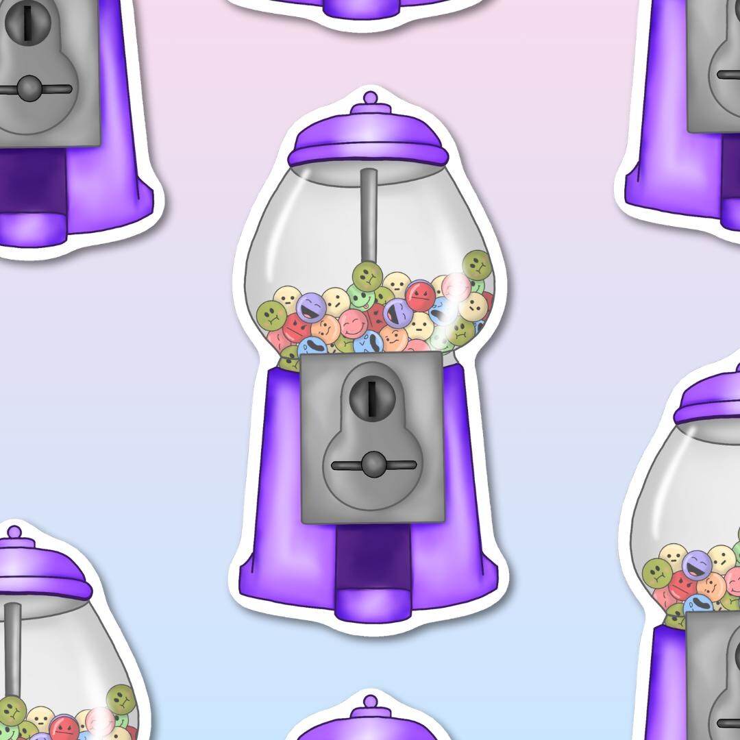 Happiness Gumball Machine Sticker, Matte, Holographic or Glossy, Funny ...