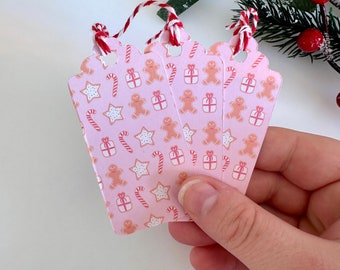 12 Printable Christmas Pink Gift Tags Digital Pink Christmas - Etsy
