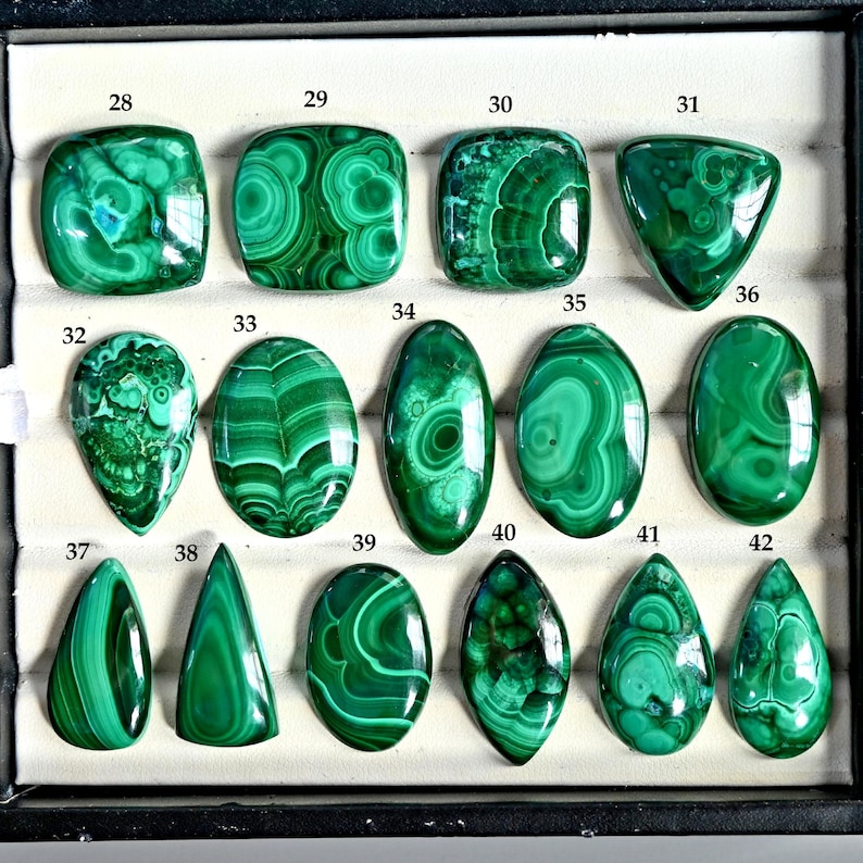Malachite Cabochon: Malachite Natural Flatback Loose Gemstones for ...