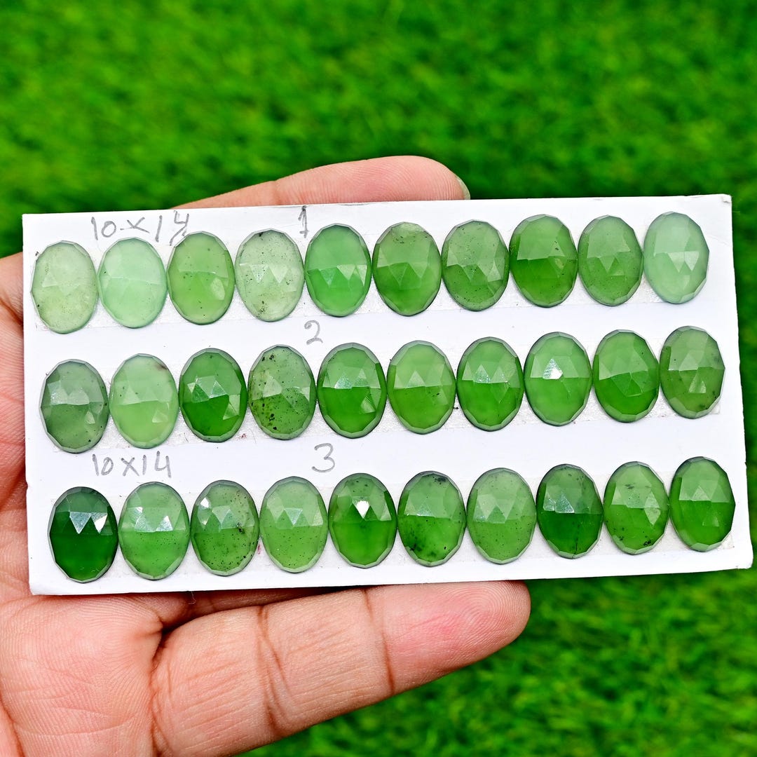 Green Serpentine Jade Cabochon: Natural Flatback Loose Gemstones for ...