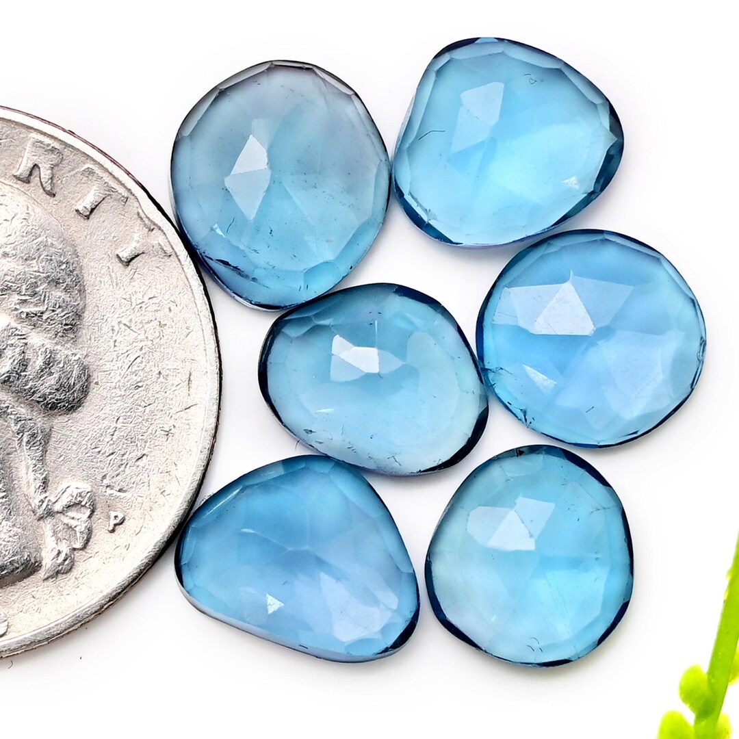6pcs Natural London Blue Topaz Rosecut Cabochon 8X10 9x11mm Free Form ...