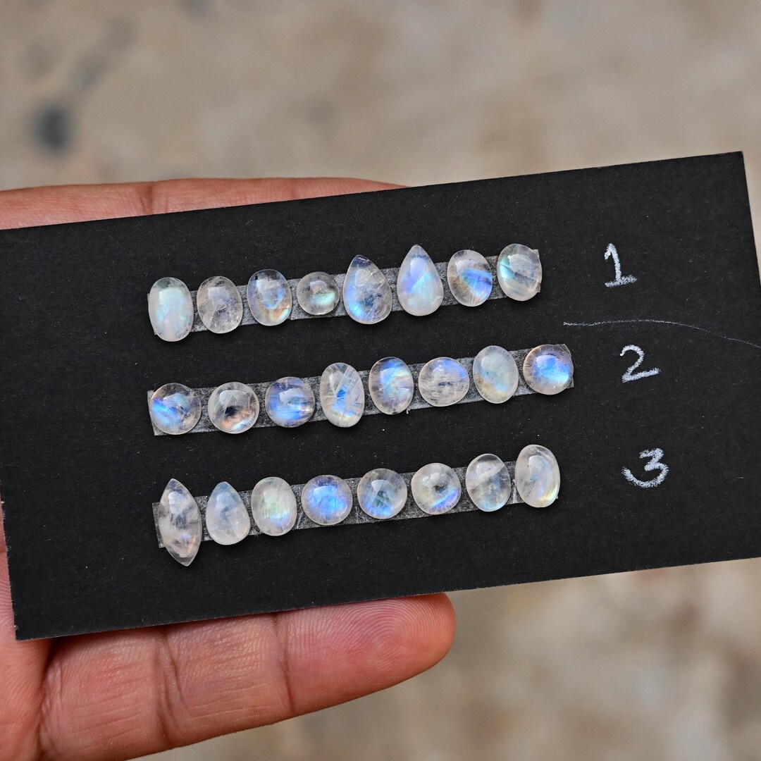 8 Pieces 6mm 12mm Rainbow Moonstone Cabochon CALIBRATED, Moonstone ...