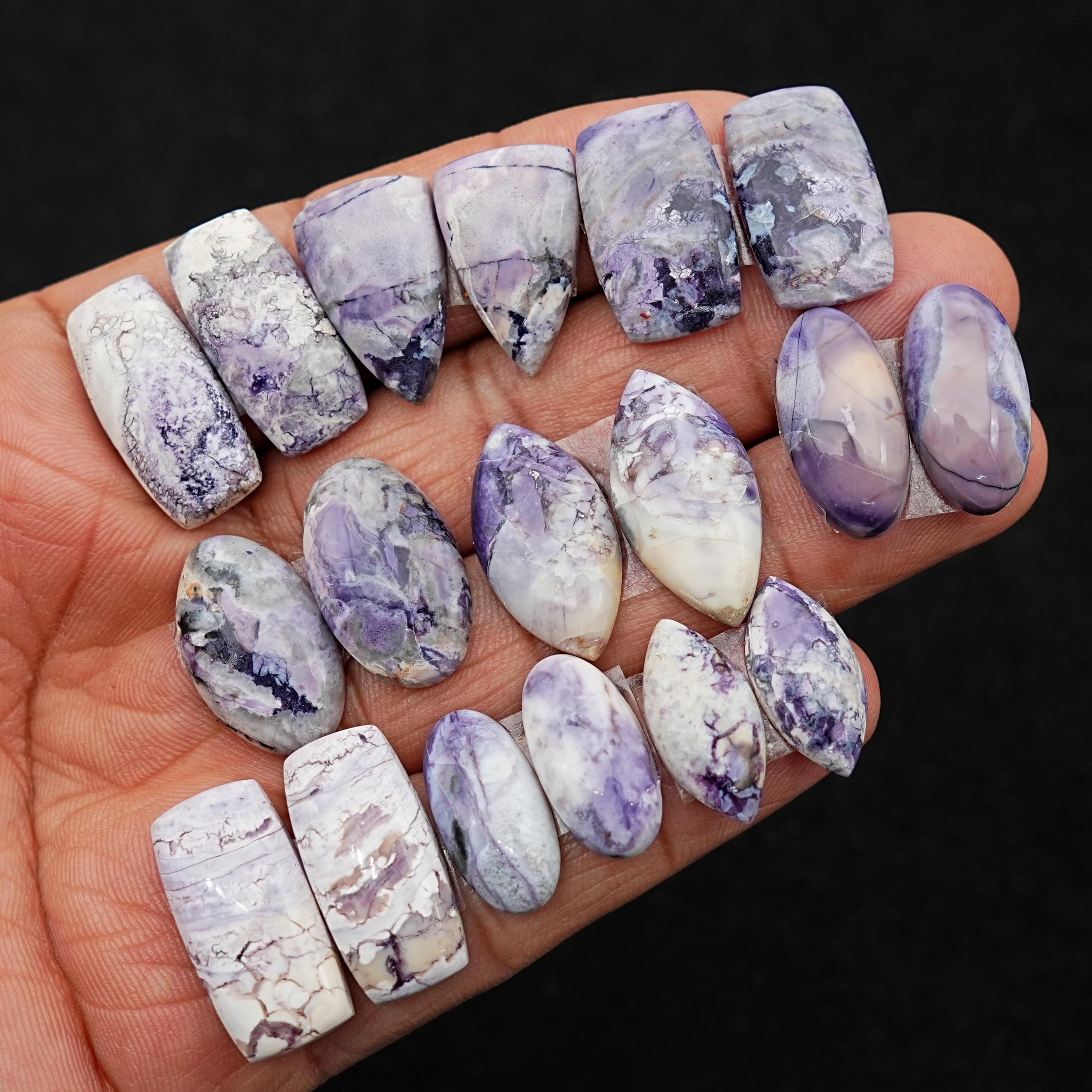 Purple Tiffany Stone Cabochon Pair: Natural Morado Opal Flatback Loose ...
