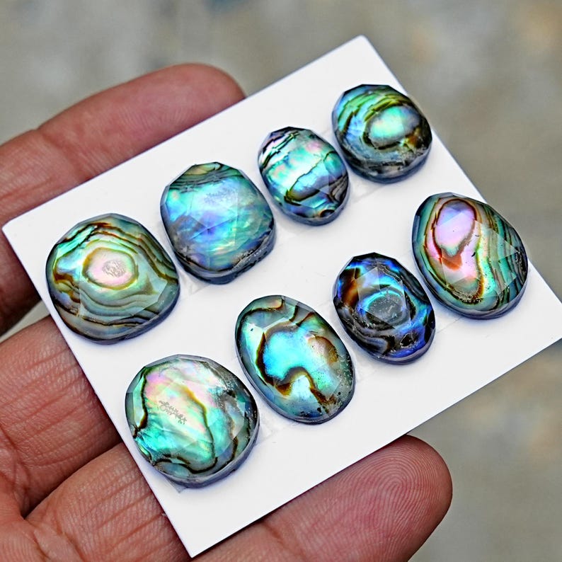 Abalone Cabochon Doublet Paua Shell Rose Cut Natural Flatback Loose ...