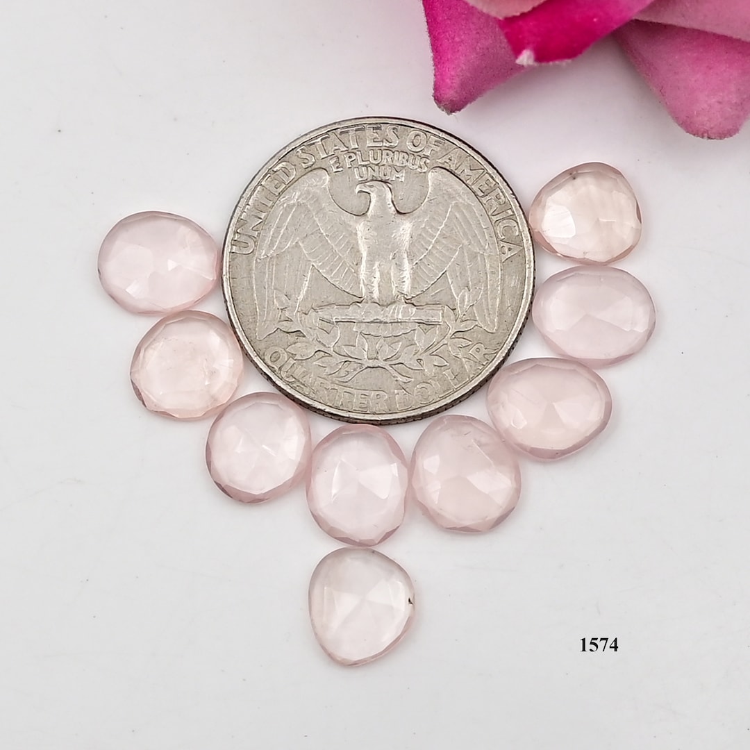 9pcs Pack 8x9mm Rose Quartz Rosecut, Rose Quartz Rose Cut Flat Back ...