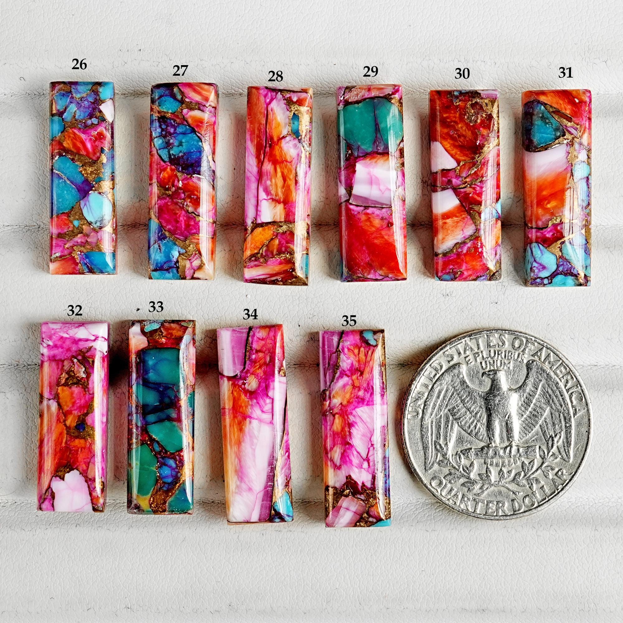 Pink Dahlia Turquoise Cabochon Bar: Oyster Turquoise Natural Loose ...