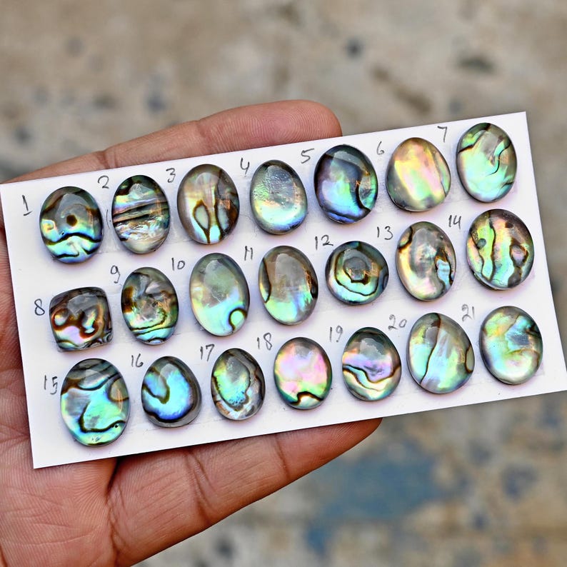 Abalone Paua Shell Doublet Cabochon - Flatback Loose Gemstones for ...