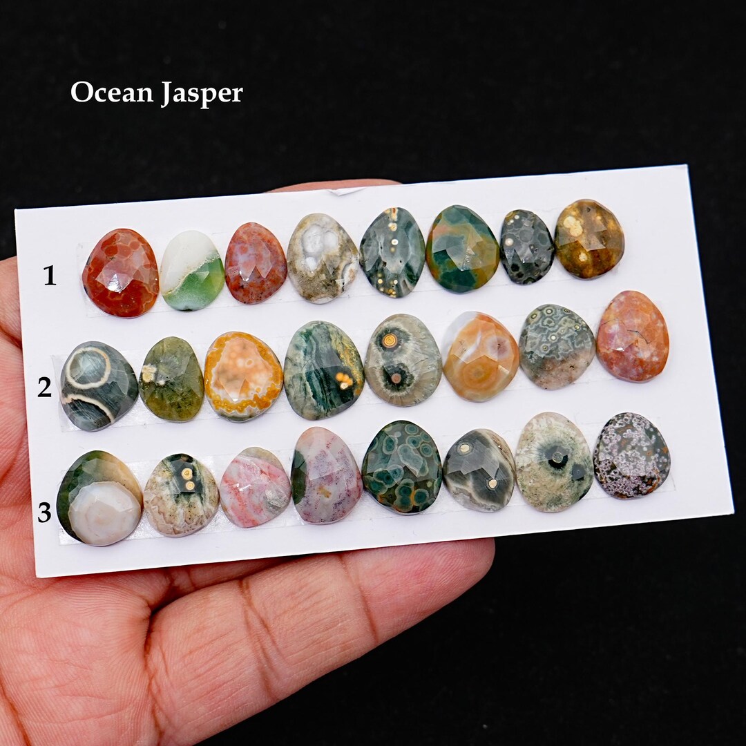 Orbicular Ocean Jasper Rose Cut Cabochon Gemstone Ocean Jasper Size 10 ...