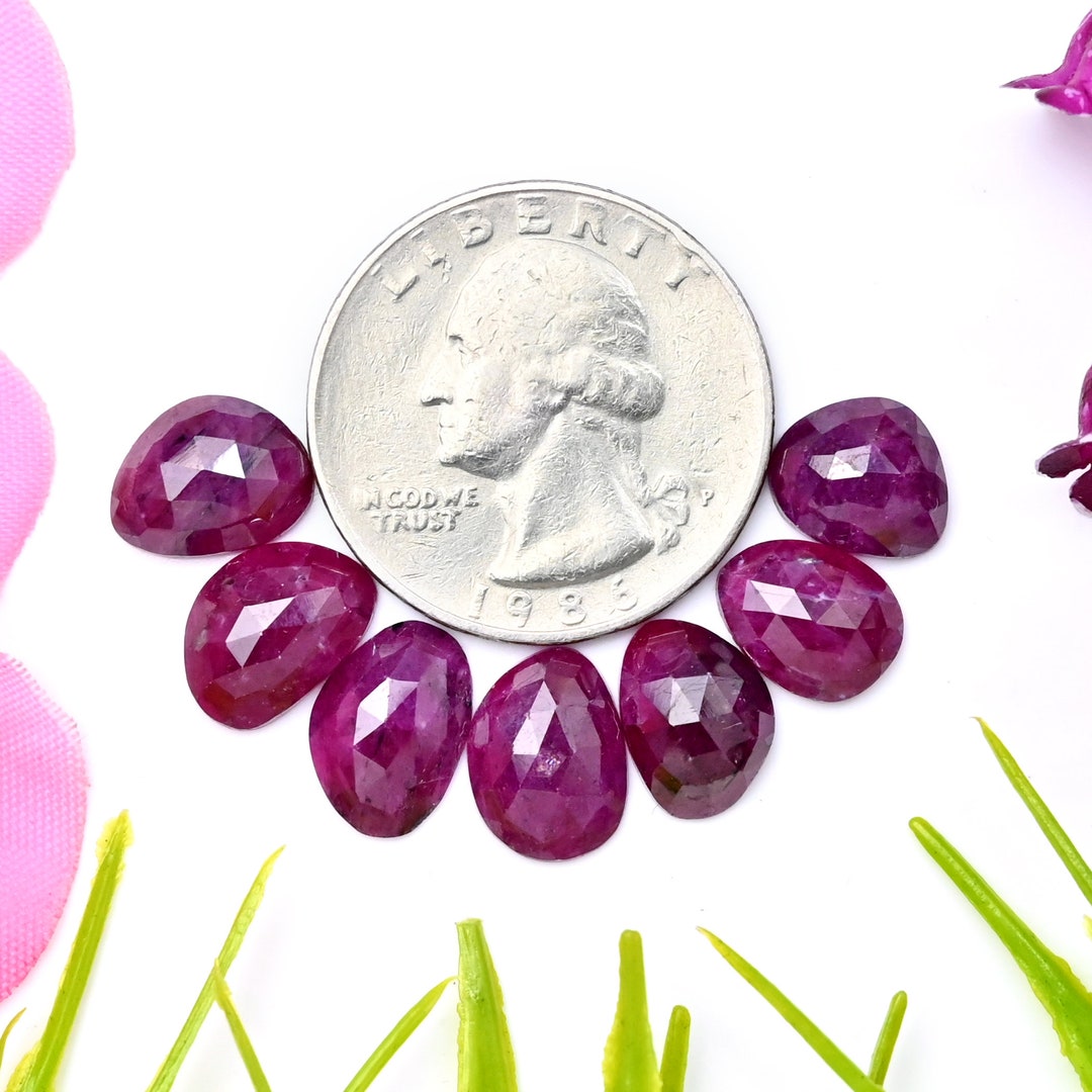 AA Natural African Ruby Rose Cut Cabochon Free Form Shape Flat Back ...