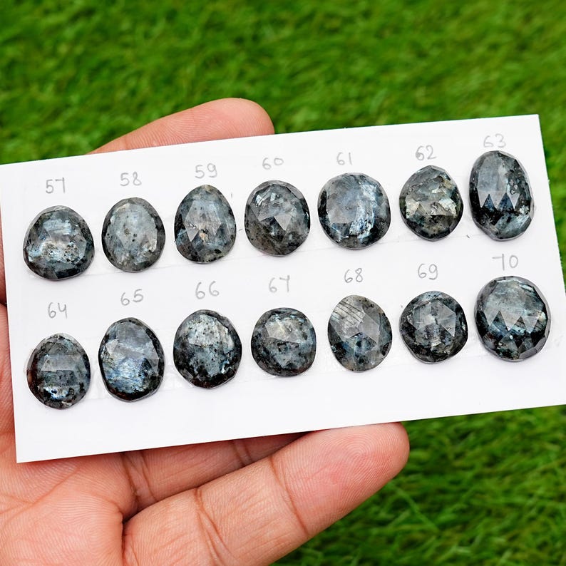 Larvikite Stone Cabochon Norwegian Black Moonstone Loose Gemstones for ...