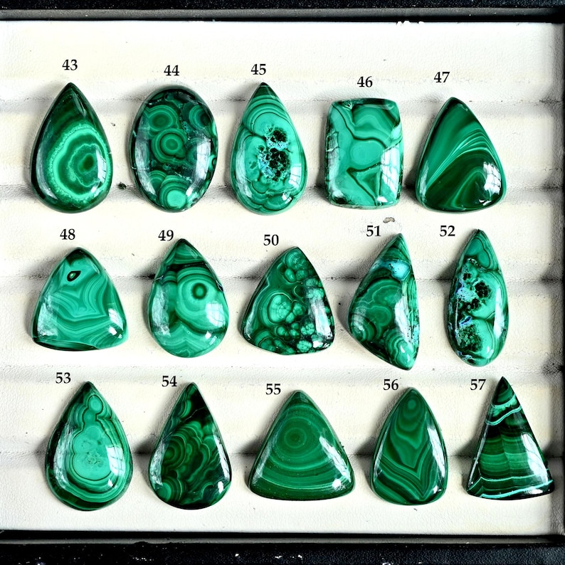 Malachite Cabochon: Malachite Natural Flatback Loose Gemstones for ...