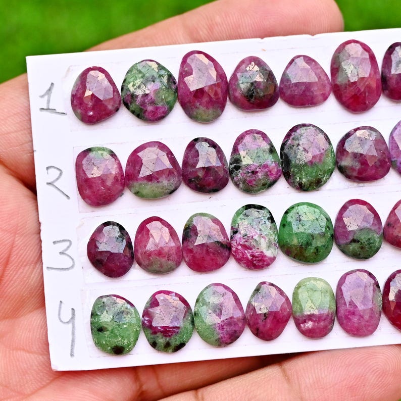 Ruby in Zoisite Cabochon Flat Back Loose Gemstones for Jewelry Making ...