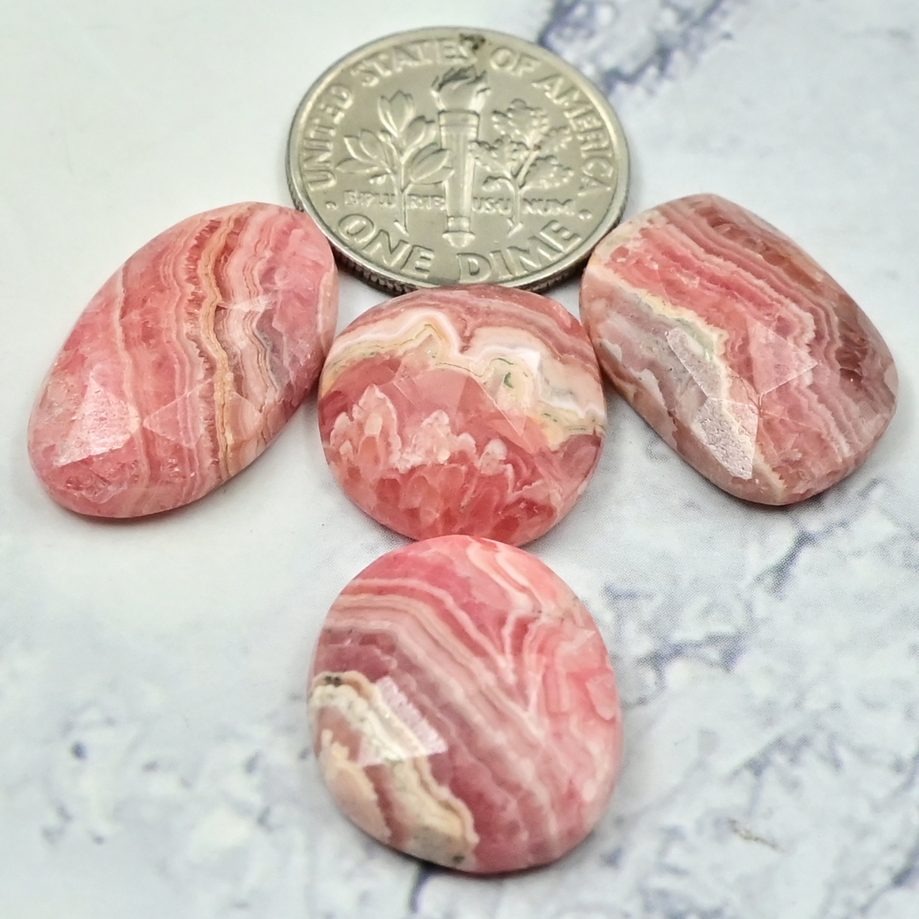 Rhodochrosite Freeform Rose Cut Cabochons, Rose Cut Rhodochrosite ...
