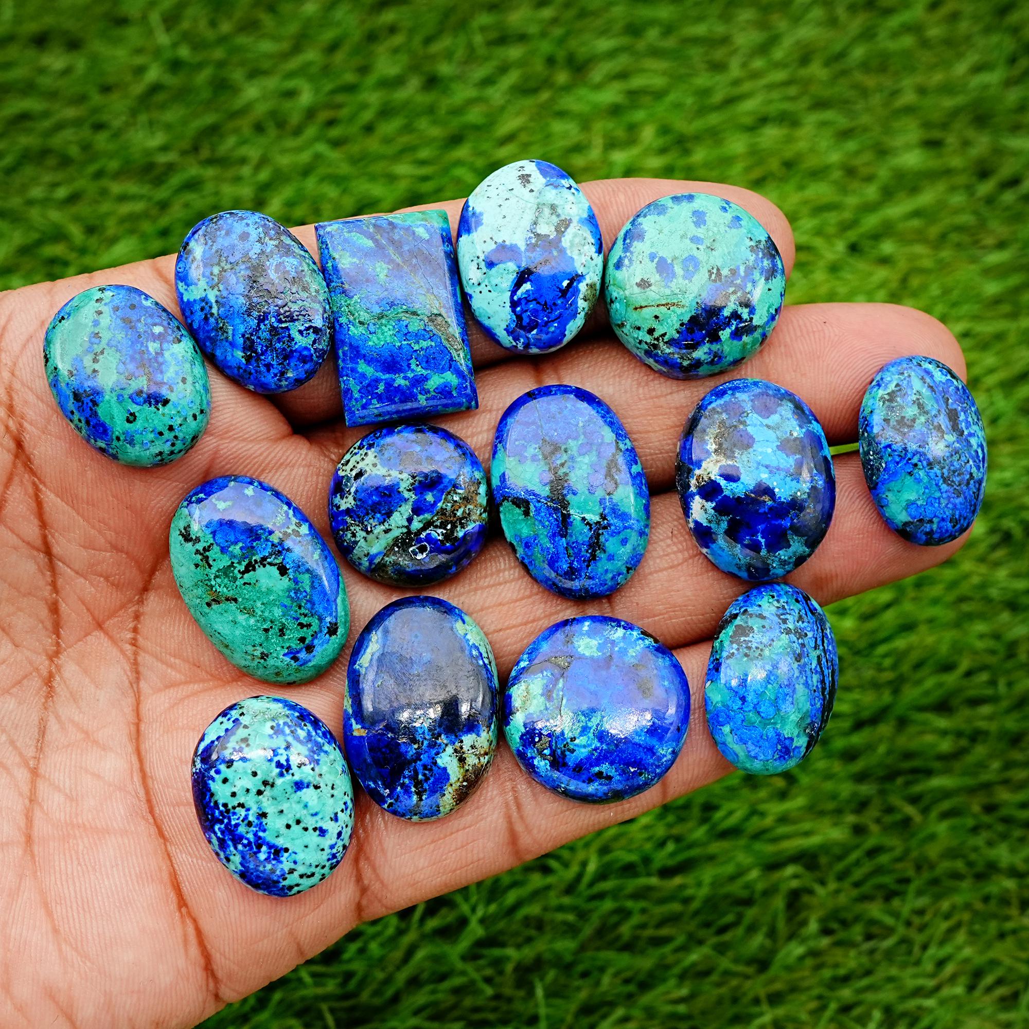 Natural Azurite Malachite Cabochon Flat Back Loose Gemstones for ...