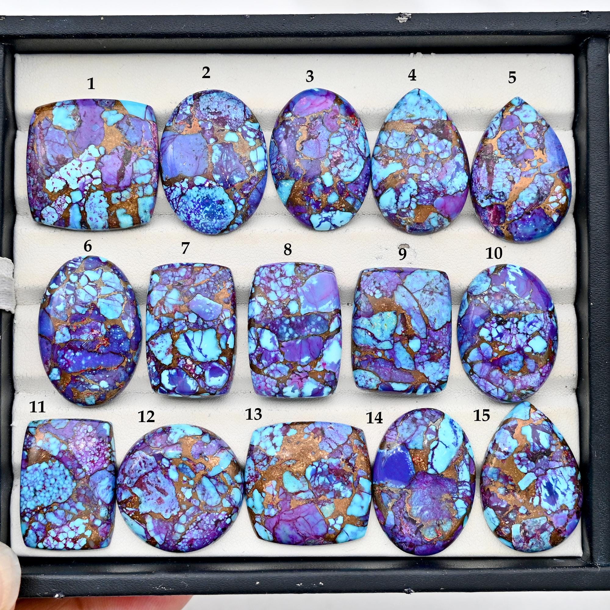 Purple Copper Turquoise Cabochon: Natural Flatback Loose Gemstones for ...