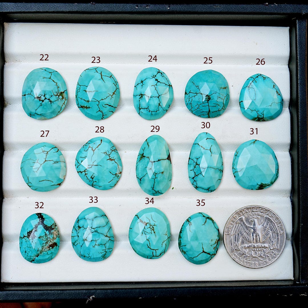 Turquoise Cabochon: Hubei Turquoise Natural Flatback Loose Gemstones ...