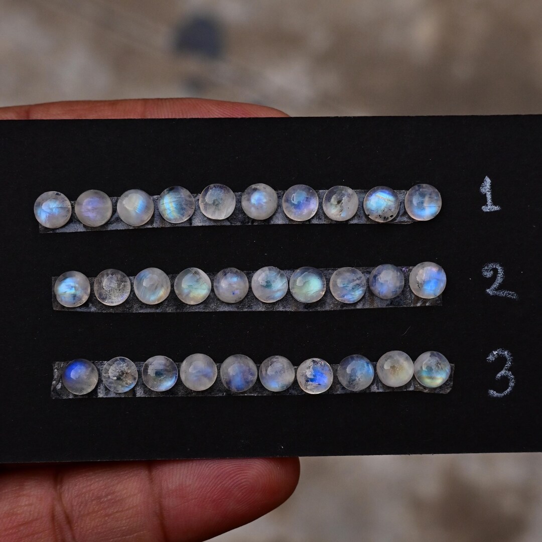 10 Pieces 6mm Rainbow Moonstone Cabochon CALIBRATED, Moonstone Loose ...