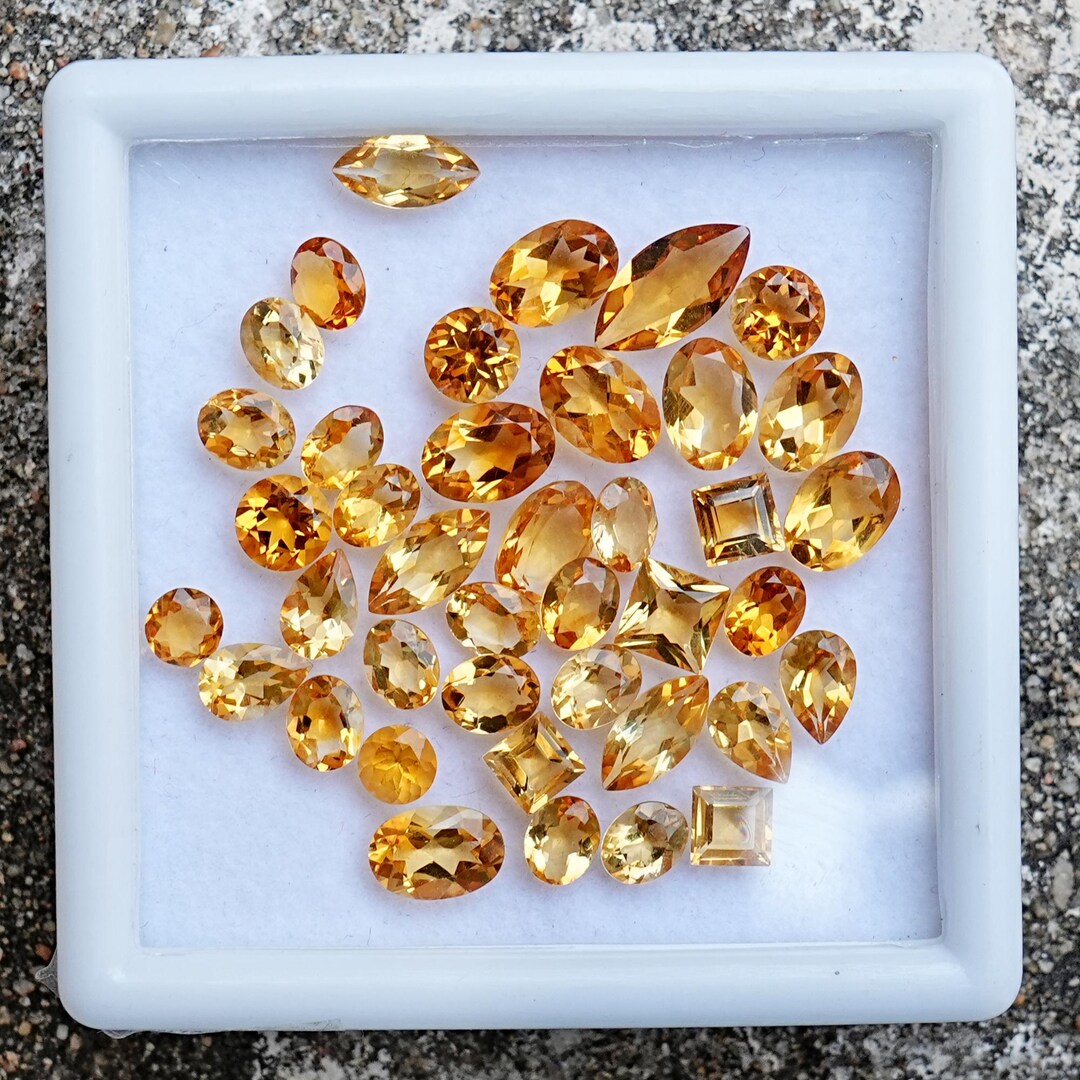 Citrine Faceted Stone: Natural Citrine Mix Shape Loose Gemstones for ...