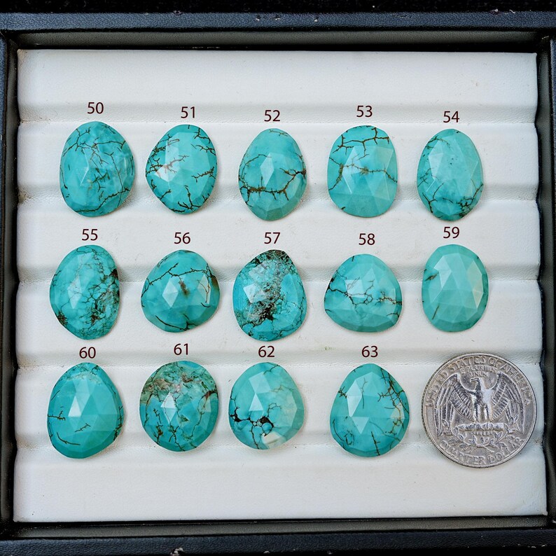 Tibetan Turquoise Cabochon Rose Cut: Natural Flatback Loose Gemstones ...