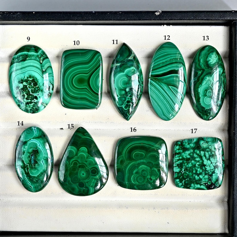 Malachite Cabochon: Malachite Natural Flatback Loose Gemstones for ...