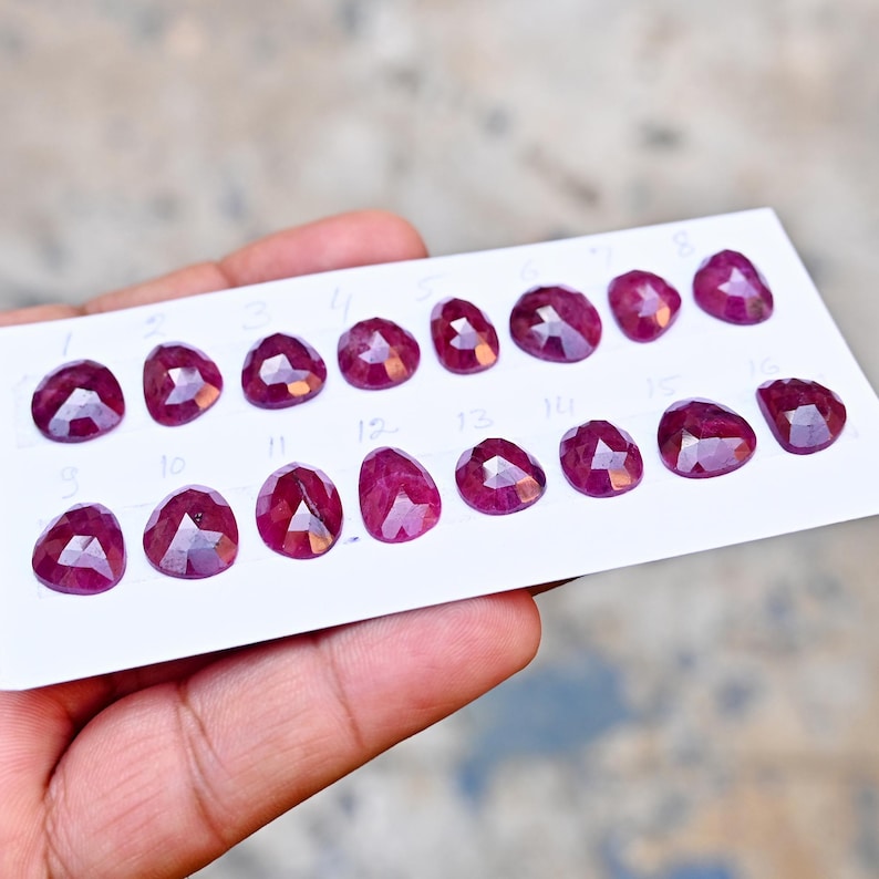 Natural Ruby Rose Cut Cabochon Flatback Loose Gemstones for Jewelry ...