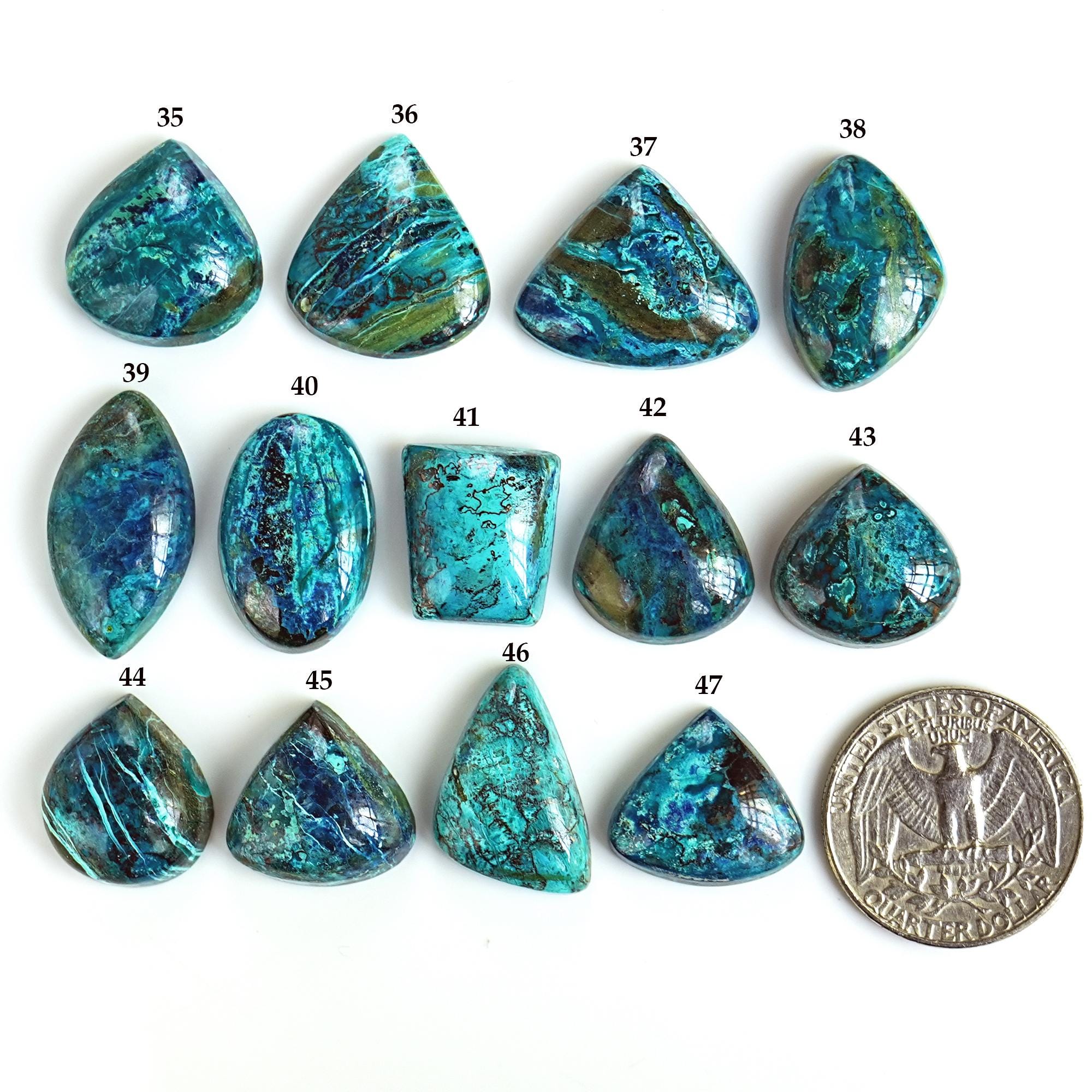 Azurite Shattuckite Cabochon Natural Flat Back Loose Gemstones for ...